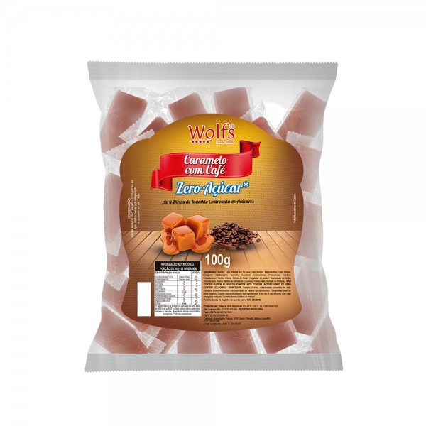 Caramelo com café Zero Açúcar 100g - Wolfs
